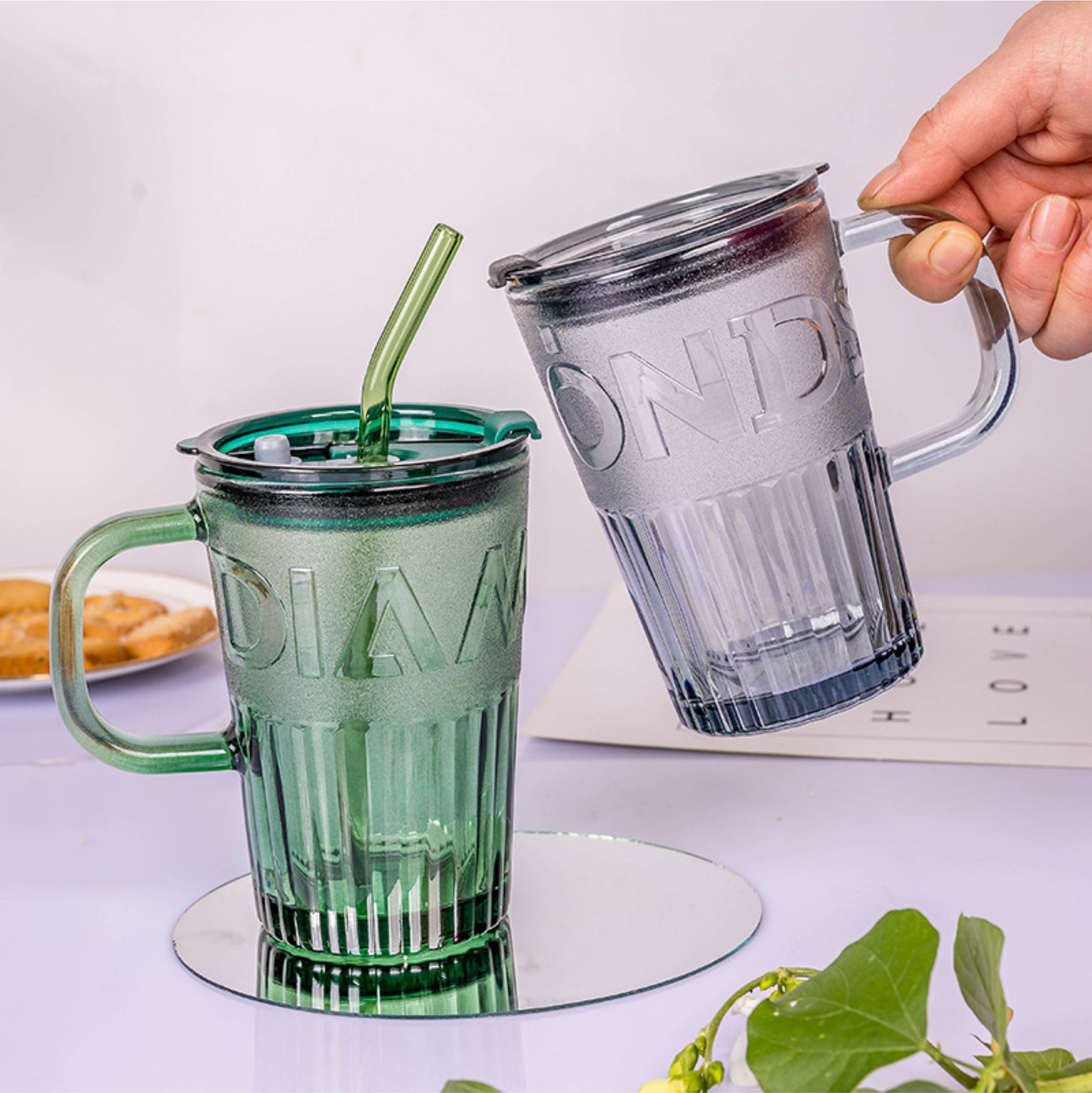 Sublink - 3A- VASO DE VIDRIO CON ASA Y SORBETE COLOR